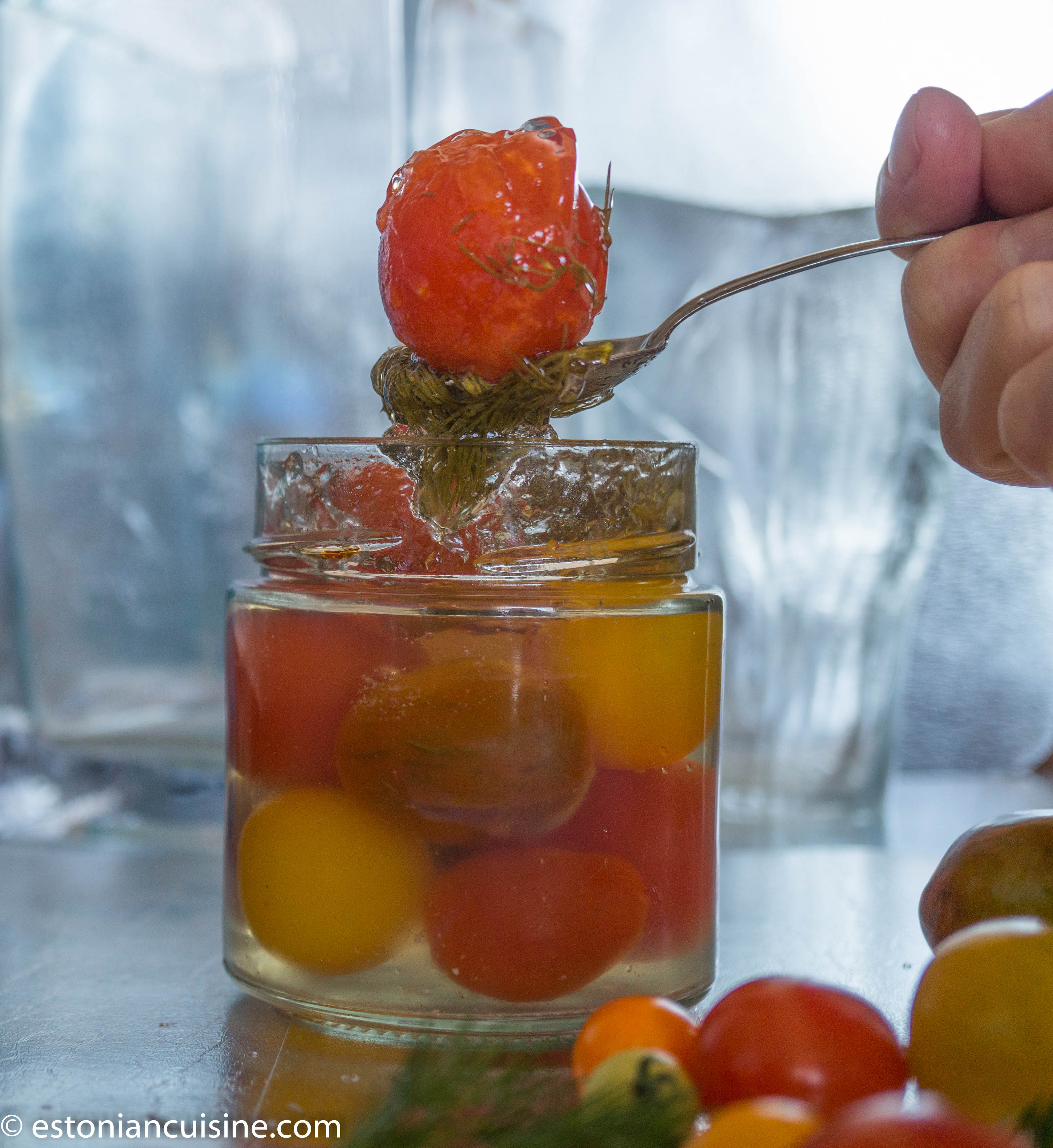 Pickled Tomatoes. Marineeritud tomatid – Estonian Cuisine. Eesti Toit.